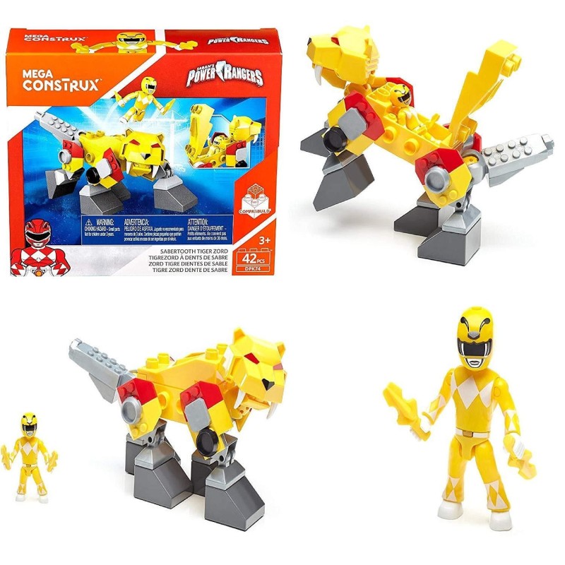 Mega Construx - Power Rangers - Sabertooth Tiger Zord 42pcs (DPK74 ...