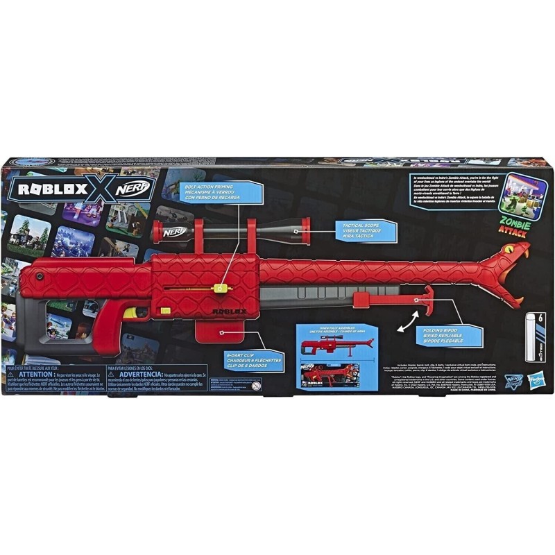 Nerf Roblox Zombie Attack Viper Strike Dart Blaster Ages 8+ New Toy Gun ...