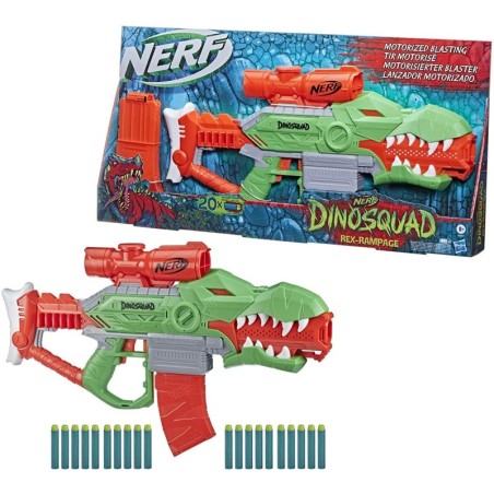 Nerf DinoSquad Rex-Rampage Motorized Blaster 20 Darts T-Rex Dinosaur ...
