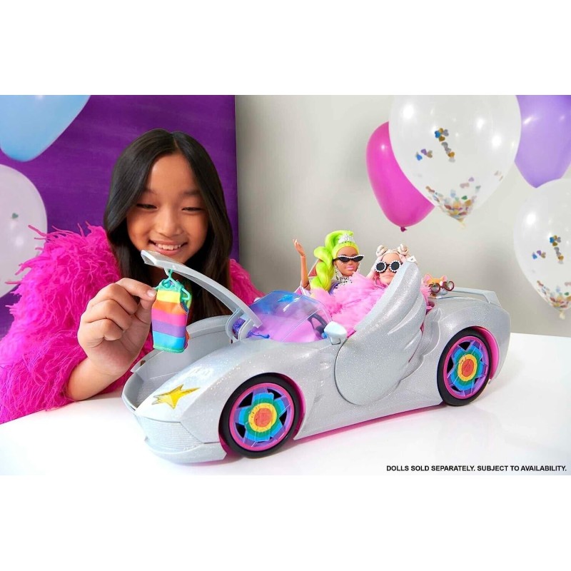 Barbie Extra Sparkly Silver 2 Seater Car Vehicle With Rolling Wheels ...