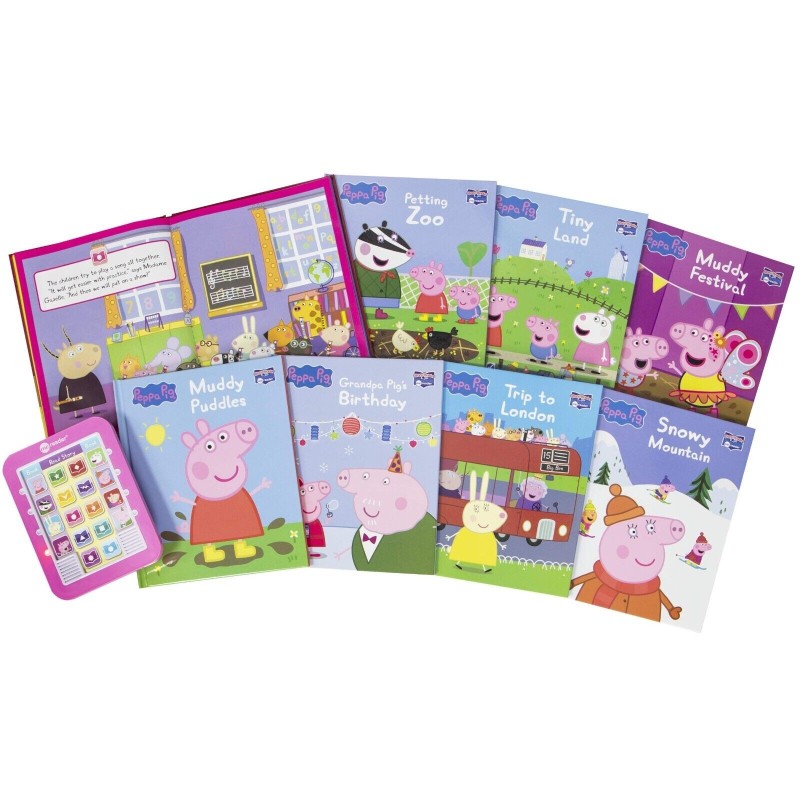 Peppa Pig Me Reader 8 Board Books Library Look & Find Electronic Reader ...