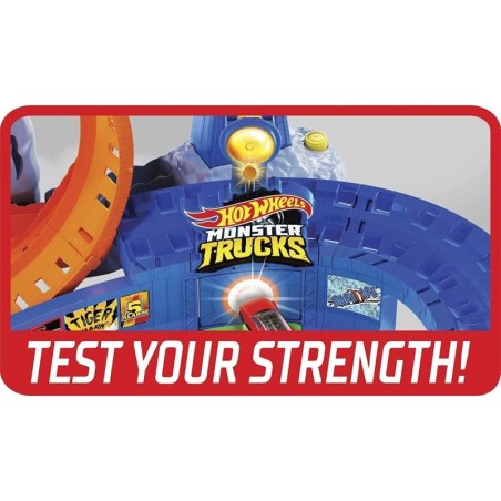Hot Wheels Monster Trucks T-Rex Volcano Arena Playset Lights Sounds ...