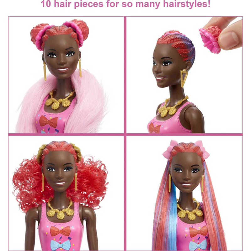 Barbie Color Reveal Glitter! Hair Swaps Doll with Pet Friend for Kids ...