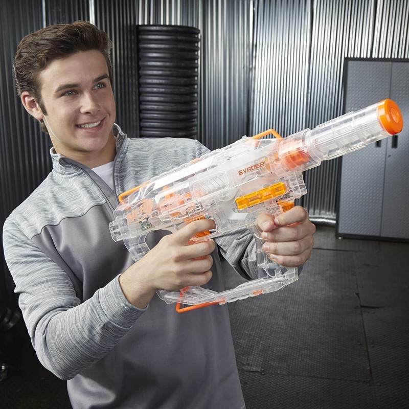 NERF N-STRIKE Modulus Ghost Ops EVADER Motorised Blaster 12 Darts Light ...